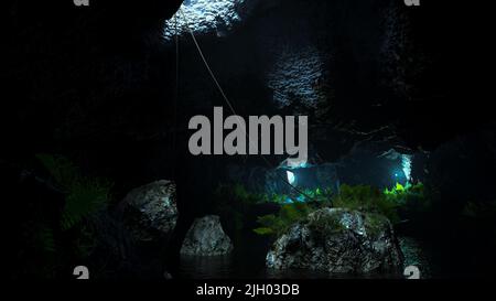 3d illustration of a misterious and dark fantasy cave Stock Photo - Alamy