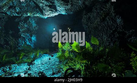 3d illustration of a misterious and dark fantasy cave Stock Photo - Alamy