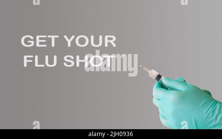 Get Your Flu Shot. card in hands of Medical Doctor Stock Photo - Alamy