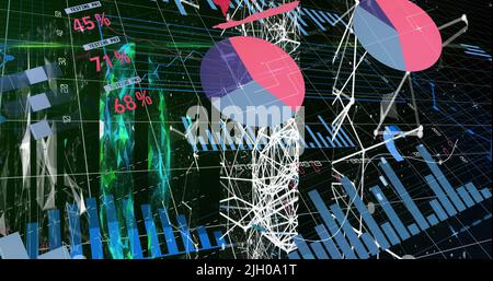 Image of statistics recording and data processing over grid Stock Photo ...