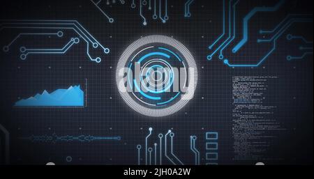 Image of scope scanning and computer circuit board with data processing Stock Photo - Alamy