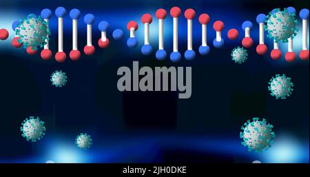 Image of dna strand and falling cells over blue background Stock Photo ...