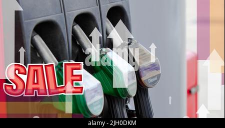 Image of sale and arrows over gas pump Stock Photo - Alamy