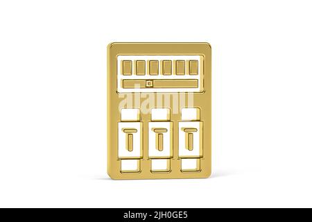 Golden 3d electrical switchboard icon isolated on white background - 3d ...