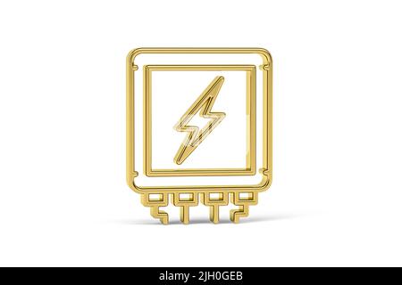 Golden 3d electrical switchboard icon isolated on white background - 3d ...