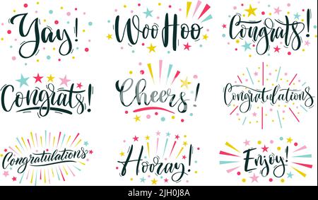 Congratulatory text. Congratulations lettering and congrats ...