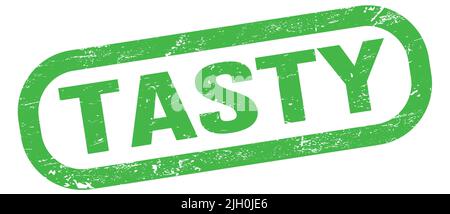 TASTY text written on green round stamp sign Stock Photo - Alamy