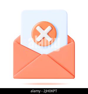 3D Paper Envelope with Tick and Cross Sign Stock Vector Image & Art - Alamy