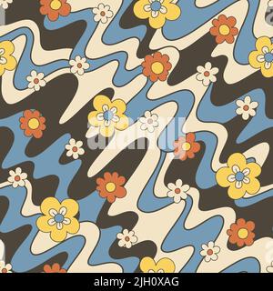 Retro Groovy Wiggly Stripes Vector Seamless Pattern Stock Vector Image ...