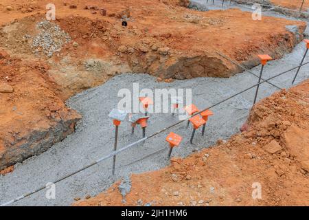 Strip foundation reinforcement frame for a reinforced concrete house ...