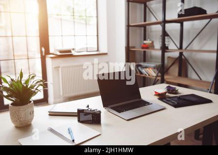 Technology. Interior of open desktop computer case. Main processor fan ...