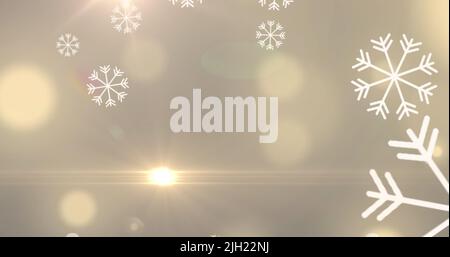 Image of spots of light over snow falling background Stock Photo - Alamy