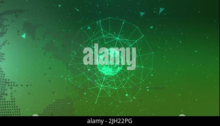 Image of data processing over green background Stock Photo - Alamy