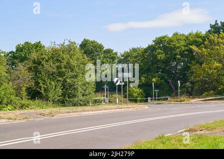 Deserted country road junction example Stock Photo - Alamy