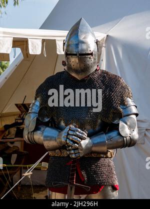 knight full plate medieval armor posing in front of the camera Stock ...
