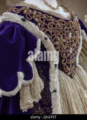 Abstract detail of a regal period style costume used in television and ...