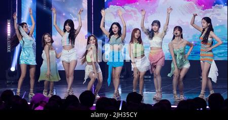 13 July 2022 - Goyang, South Korea : K-Pop girl group 1CHU, performs on the stage during a MBC ...