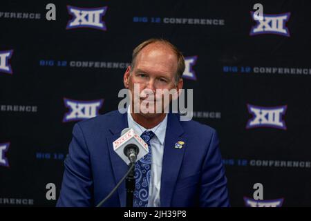 Kansas head coach Lance Leipold walks along the sidelines during the ...