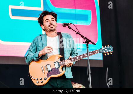 Taylor Rice of Local Natives live on stage at the Brixton Academy O2 ...