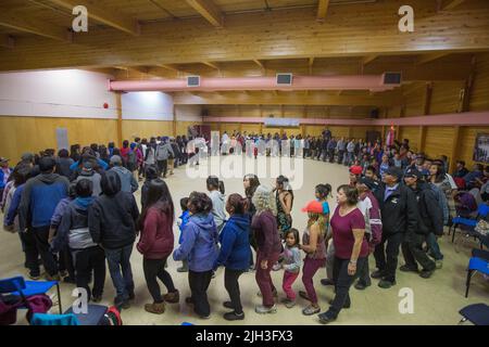 Drum dance in the northern Indigenous community of Deline, Northwest ...