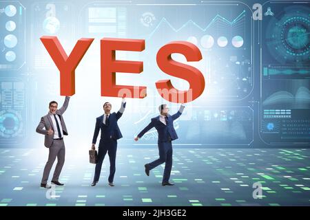 Businessmen in yes positive answer concept Stock Photo - Alamy