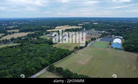 Aerial view of sports fields, Hertford Heath and Haileybury College in ...
