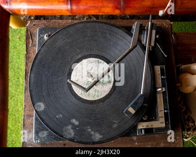 Ancient dusty record player Stock Photo - Alamy