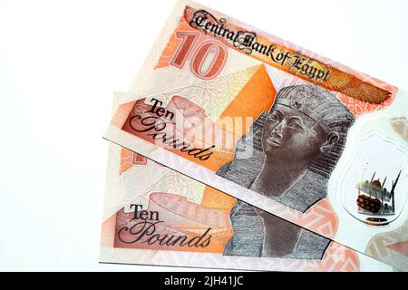 Reverse sides of the new first Egyptian 10 LE EGP ten pounds plastic ...