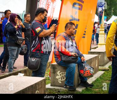 Terengganu, Malaysia - June 26, 2022 : stall selling motorcycle helmets ...