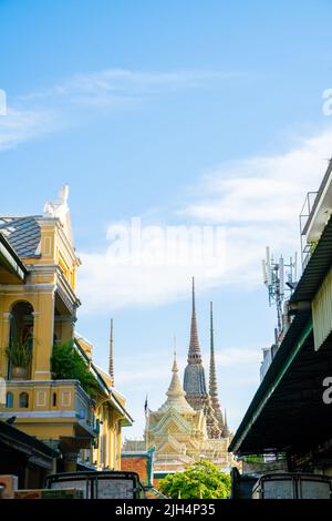 Wat Pho temple of budhist with beautiful art of pagoda locate in ...
