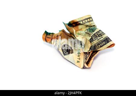 Crumpled Twenty Dollar Bill Stock Photo - Alamy