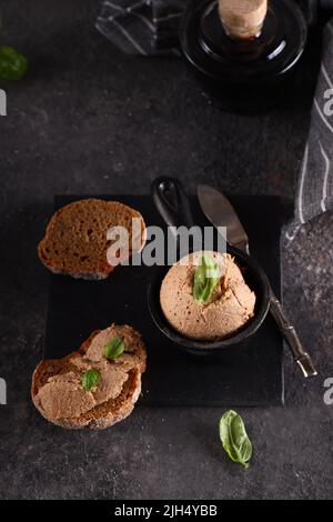 natural chicken pate with rye bread Stock Photo - Alamy