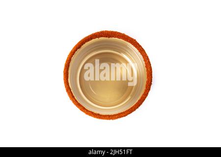 Mezcal Mexican drink with worm salt isolated on white background Stock ...