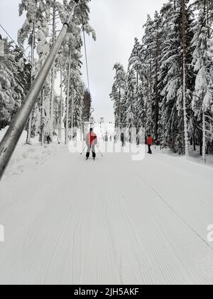 Ski lift. Ski resort facilities. Elevator at the ski resort. Mechanism ...