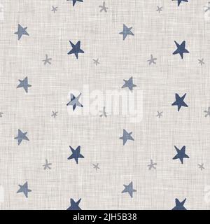 French blue star motif seamless pattern. Tonal country cottage style ...