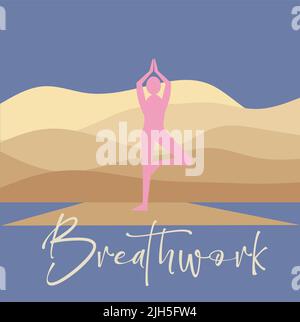 Breathwork Vector Illustration with Peaceful Meditation for Wellness ...