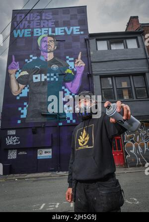 EDITORIAL USE ONLY Graffiti artist AKSE P19 unveils his Cyber-Punk ...