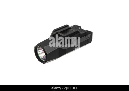Modern LED flashlight with weapon mount. Underbarrel tactical ...