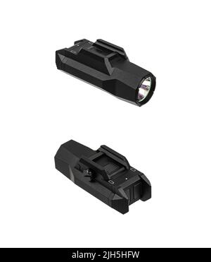 Modern LED flashlight with weapon mount. Underbarrel tactical ...