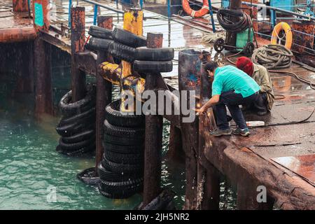 Equipment and parts of a ferry port Stock Photo - Alamy