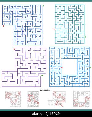 maze games diagrams set with solutions Stock Vector Image & Art - Alamy