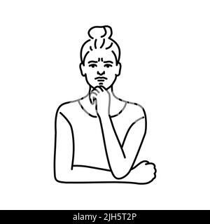 Female emotion of disgust color line illustration Stock Vector Image ...