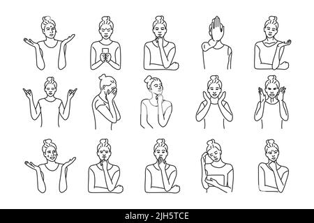 Female emotion of disgust color line illustration Stock Vector Image ...