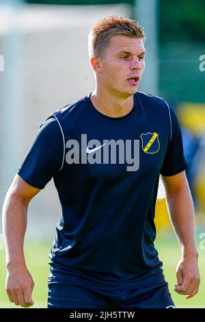 BREDA, NETHERLANDS - JULY 15: Alex Plat of NAC Breda, Diego Gustavo of ...