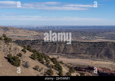 The view of Downtown Denver and Red Rocks Amphitheater from Mount ...