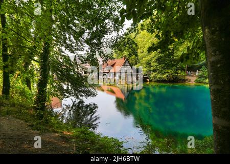 Blautopf, karst spring, water body, spring pot, mill, hammer mill, mill ...