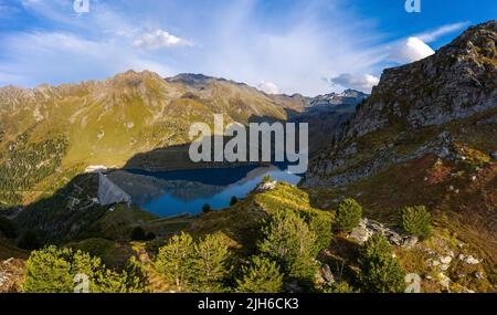 Aerial view of Lac de Cleuson in the canton of Valais, Switzerland ...