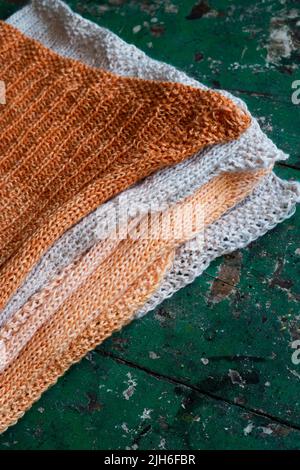 Handwork, knitted wool blanket for a baby Stock Photo - Alamy