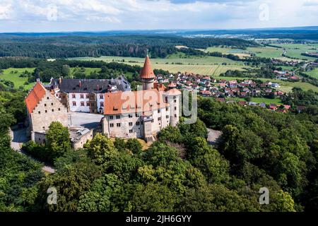 Helicopter view, Veste Heldburg, German Castle Museum, Heldburg, Bad ...