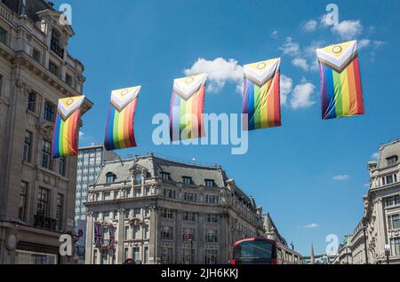 Pride Intersex-Inclusive flags hang in Regents Street, Central London ...